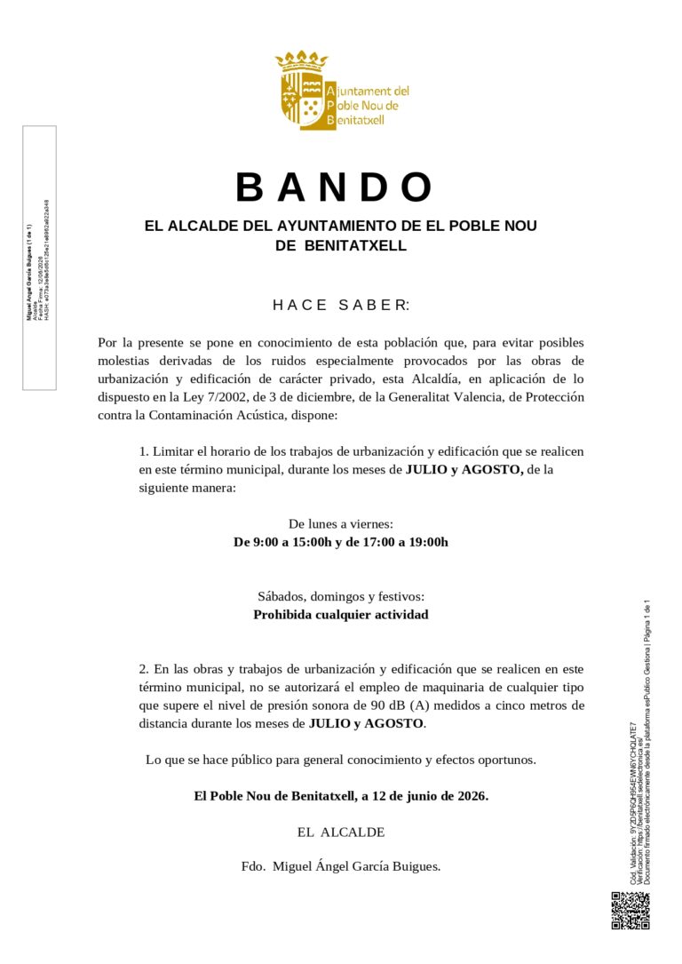 BANDO RUIDOS 2026 - Ajuntament Poble Nou de Benitatxell